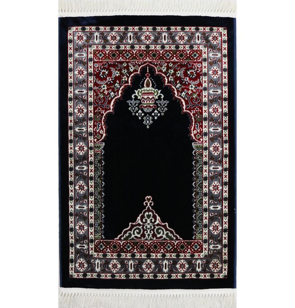 Traditional Floral Kilim Islamic Prayer Rug - Navy Blue