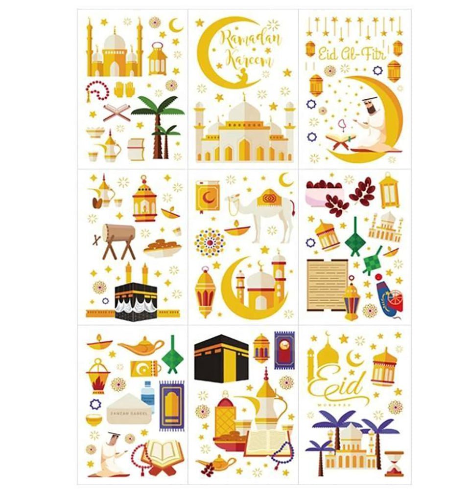 Islamic Holiday Decor | Ramadan & Eid Window Clings - 9 Sheets