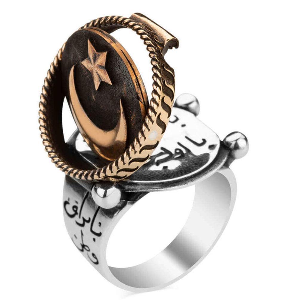 Men's Sterling Silver Licensed Mehmetcik Kutlu Zafer Ring