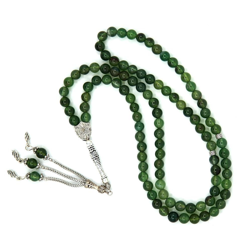Islamic Tesbih Prayer Beads Round Multicolored Agate Stone 99 Count (G