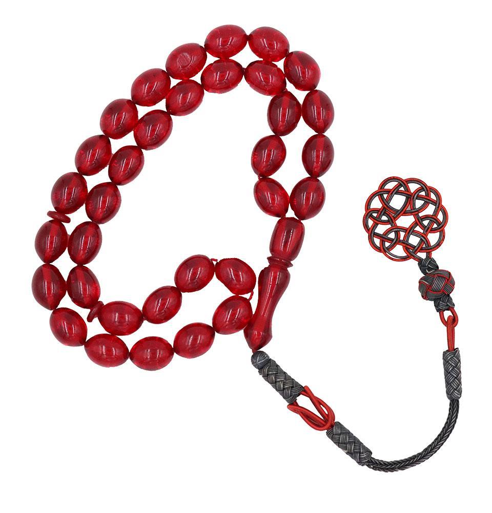 Luxury Islamic Tesbih Real Amber & Sterling Silver Kazaz Tassel with 3